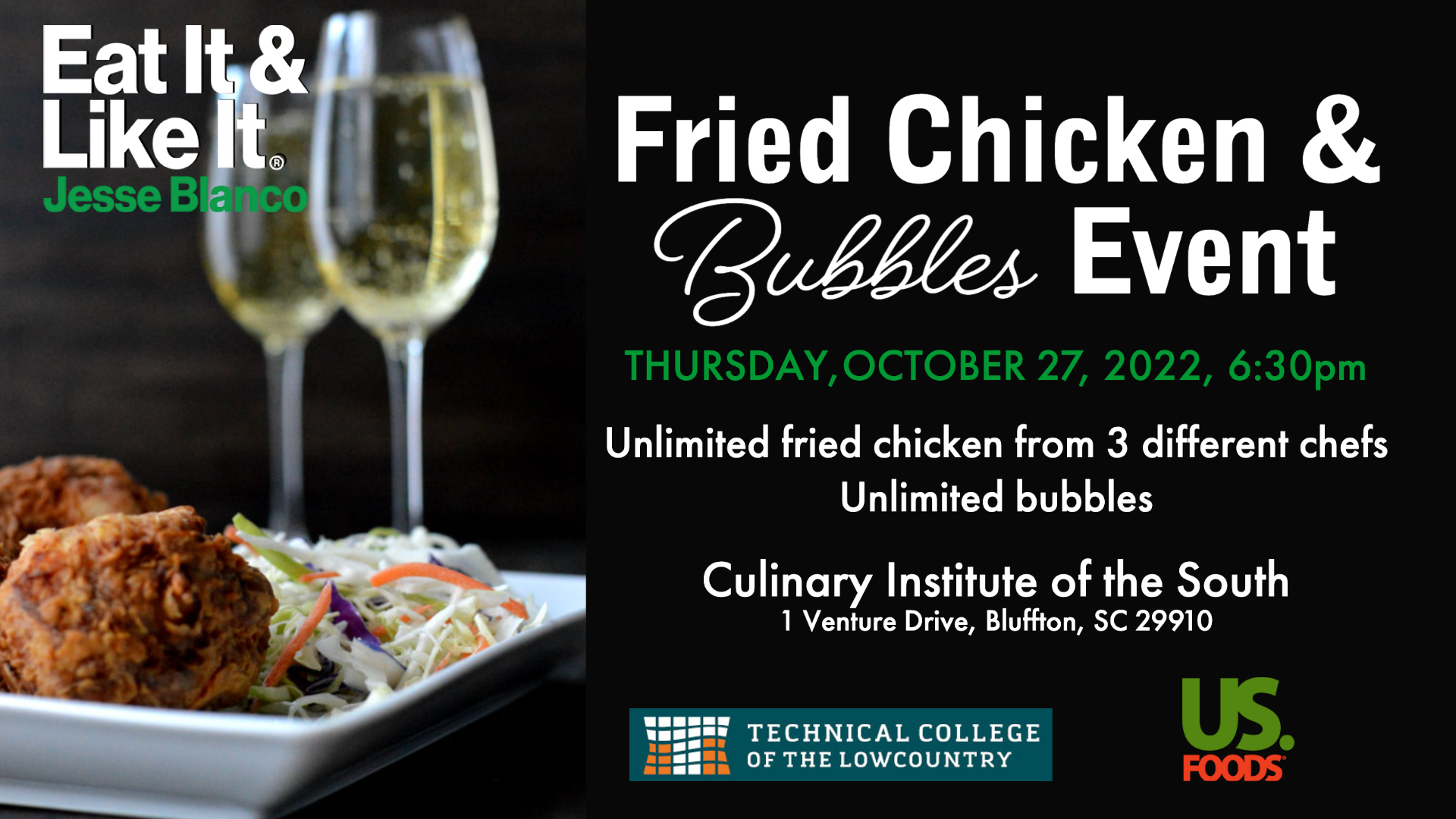 Menus Announced for Fried Chicken and Bubbles Event - Eat It & Like It